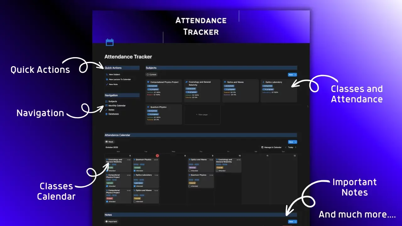Attendance Tracker - Student Template